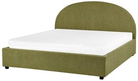 Buklé postel 160 x 200 cm s úložným prostorem olivově zelená VAUCLUSE Beliani
