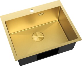 Mexen Solix, 1-komorový nerezový dřez 600 x 500 mm, broušená zlatá, vzor voština, 6408601000-55HC