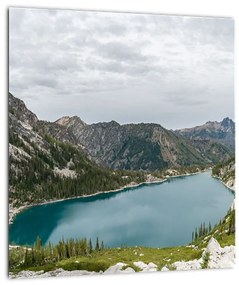 Obraz jezera v horách (30x30 cm)