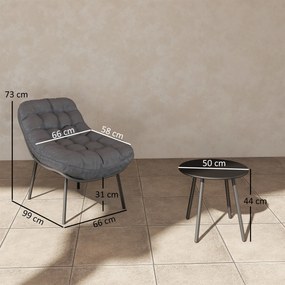 Outsunny Zahradní nábytek z ratanové pryskyřice pro 2 osoby s polštáři o tloušťce 15 cm a ocelovými rámy pro balkón, terasu, patio, šedý