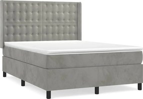 Box spring postel s matrací světle šedá 140x200 cm samet 3132921