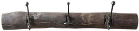 Hnědý antik věšák z recyklovaného dřeva s háčky Grimaud - 68*4*14 cm