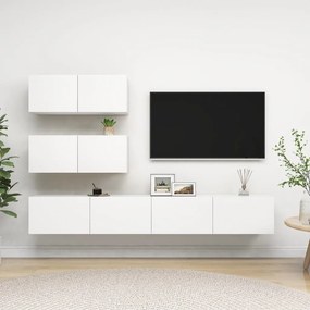 4dílný set TV skříněk bílý kompozitní dřevo 3078711