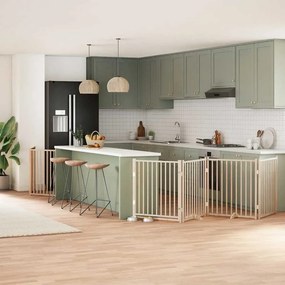 Zábrana pro psy s dvířky skládací 8 panelů 640 cm topol 3155726