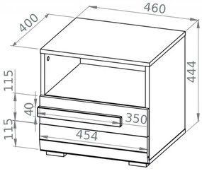 Noční stolek SARPA 45x46 cm bílá/hnědá