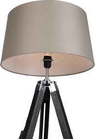 Stojací lampa trojnožka černá s stínítkem 45 cm lněné taupe