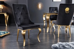 Luxusní jídelní židle Barock Gold Lion černá samet