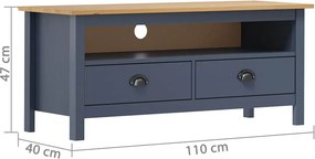 TV stolek Hill šedý 110 x 40 x 47 cm masivní borové dřevo 288925