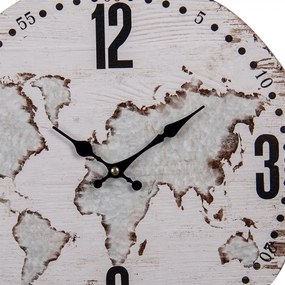 Nástěnné dřevěné hodiny s mapou 34 cm (Clayre &amp; Eef)