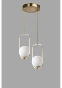 Závěsné svítidlo v bílo-zlaté barvě se skleněným stínidlem ø 25 cm Ahu – Opviq lights