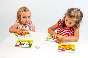 Teddies Mini puzzle dřevěné 9 dílků Moje první zvířátka pro nejmenší 15x15x0,8cm 6 druhů MPZ 12m+