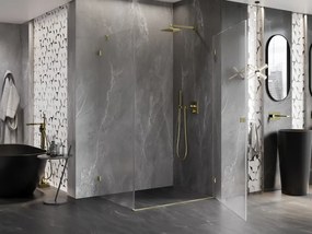 Mexen Lunar-B, pravostranný výklopný sprchový kout 90 x 70 cm, 8mm čiré sklo, zlatý kartáčovaný - 832-090-070-55-00-P