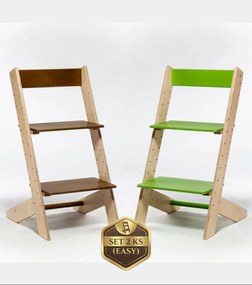 Lucas Wood Style - rostoucí židle EASY LINE zvýhodněný set 2 ks -  kaštan + zelená