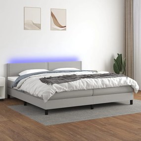 Box spring postel s matrací a LED světle šedá 200x200 cm textil,  3133101 HangarStore.cz