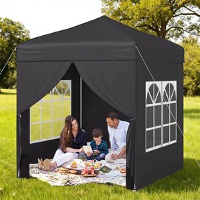 Costway Pop Up Pavilion Skládací zahradní altánek s odnímatelnými – černý