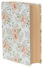Sada 3 bílých úložných boxů ve tvaru knihy s oranžovými květy – 29x24x7/25x20x6/22x16x5 cm