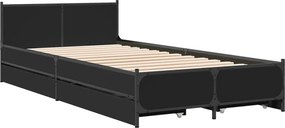 Rám postele se zásuvkami černý 75 x 190 cm kompozitní dřevo 3279972