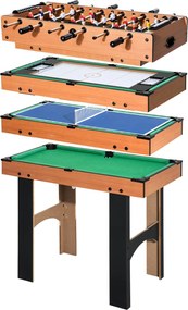 HOMCOM 4-v-1 víceúčelový hrací stůl - fotbal, hokej, stolní tenis a kulečník, 92 x 78 x 80 cm | Aosom