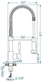 ALVEUS 1150886 - Dřezová baterie s flexibilním ramínkem se sprškou URBAN 47,1 cm