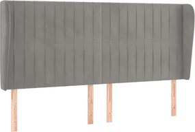 Čelo postele typu ušák světle šedé 183x23x118/128 cm samet 3118254