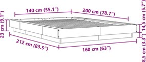 vidaXL Rám postele dub 140 x 200 cm kompozitní dřevo [3281189] Barva: Černá