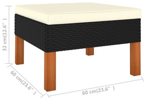vidaXL Marketos 5dílná zahradní sedací souprava s poduškami polyratan černá