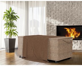 Zahradní úložný box, polyratan, kolečka, 117 x 53 x 60 cm, krémový 106707