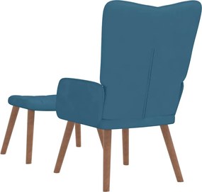 Relaxační křeslo se stoličkou modré samet 327676