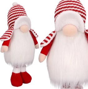 Vánoční dekorace skřítek červená / bílá 87 cm