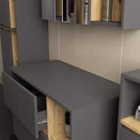 Skříňka pod umyvadlo VAMI W90 2SZ grafitová / šedá / dub artisan