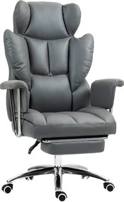 Kancelářská židle HOMCOM s funkcí polohování, ergonomická kancelářská židle, výškově nastavitelná otočná židle s podnožkou, čalouněná, max. nosnost 1…