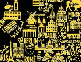 Malvis ® Obraz typografická mapa světa Velikost: 90x60 cm