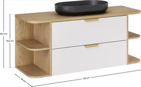 Comad Koupelnová skříňka s deskovým umyvadlem set Aster White 120 bílá/dub cremona