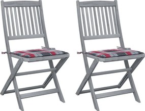 vidaXL Skládací zahradní židle s poduškami 2 ks masivní akáciové dřevo [3064547] Barva: antracitová