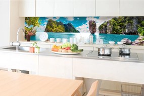 DIMEX | Fototapeta do kuchyně Thajsko KI-350-206 | 350 x 60 cm | modrá, zelená, hnědá