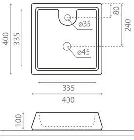 Bathco 4003 - Umyvadlo na desku GALICIA 40x40 cm porcelán/bílá