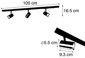 Chytrý kolejnicový systém černý se zlatem 1-fázový 3-světlo vč. WiFi GU10 - Jeana