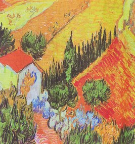 Bavlissimo Šála 180x70 cm Vincent Van Gogh Landscape with House and Ploughman