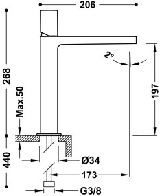 PROJECT TRES umyvadlová baterie s ovládací kostkou zvýšená, bílá matná 21120302BM