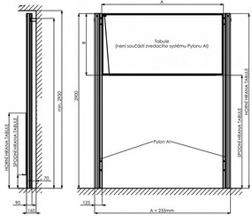 Magnetická tabule MANAŽER K/PYLON AL 400 x 120 cm - MAN K 400/120 + PY jedn