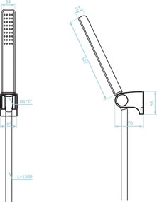 Kuchinox ARES, ruční bodová sprchová souprava, černá matná, LAV-NKS_70AD