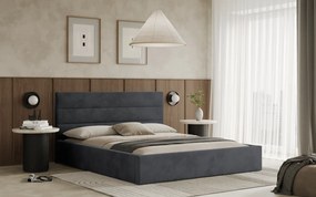 Postel LIVO 140x200 tmavěšedá s úložným prostorem