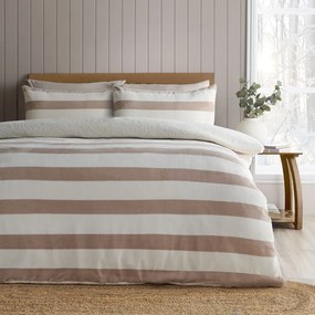 Povlečení na jednolůžko s beránkem v přírodní barvě 135x200 cm Cosy Sherpa Stripe – Catherine Lansfield