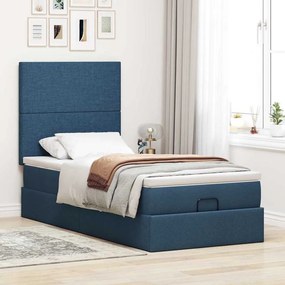Osmanský postel s matrací modrá 90x200 cm textil 3313049