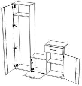 Sconto Předsíňová stěna TRIO dub/bílá