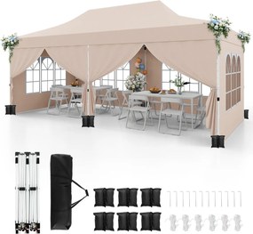 Costway Pavilon skládací pavilon s 6 odnímatelnými bočními stěnami a pytli
