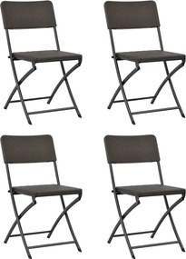vidaXL Skládací zahradní židle 4 ks HDPE a ocel hnědé [44552]
