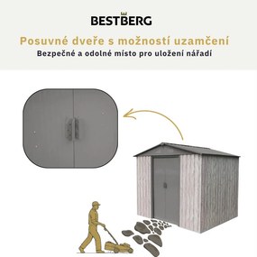 Zahradní domek BestBerg ZDB-4SD / 4,1 m² / 236 x 174 x 206 cm / dekor bílé dřevo/šedá