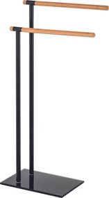 BISK Erga Plain, volně stojící 2-ramenný držák na ručníky 410x200x775 mm, černá-hnědá, ERG-07617