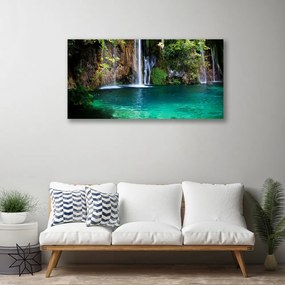Obraz na plátně Jezero Vodopád Příroda 100x50 cm
